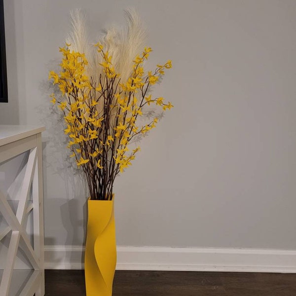 Tall Geometric Matte Yellow Vase or Centerpiece | Flower Vase | Modern ...