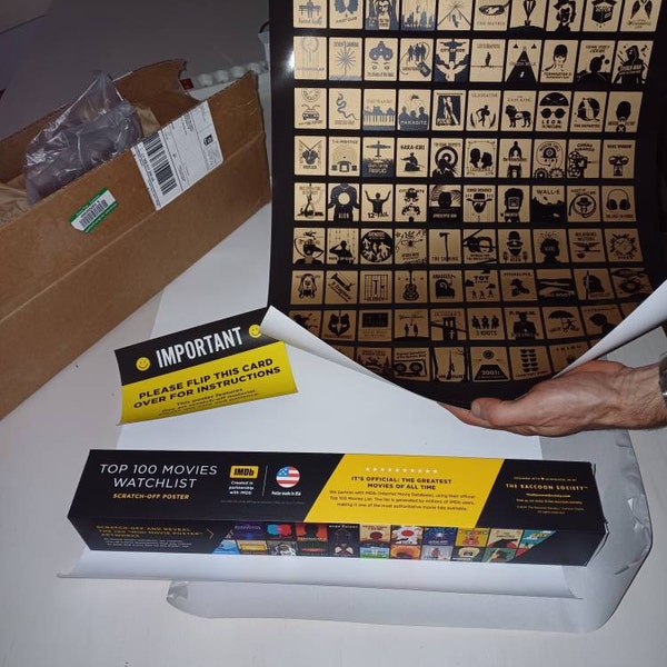 Official Imdb Top 100 Movies Scratch off Poster - Gift for Movie Lovers ...