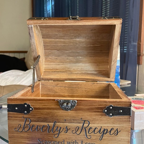 Wood Recipe Box With Dividers Personalized Recipe Box 4x6 Cards ...