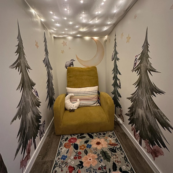 Minimal Line Art Flower Corner Wall Decals – Modern Floral Accent Wall ...