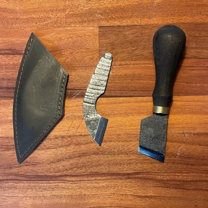 Skinning Knife Set 3pcs. Hand Made Forged Knife for Leather. - Etsy