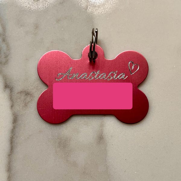 Bone-shaped Aluminum Pet ID Tag - Many Colors, Custom Designs and Fonts ...