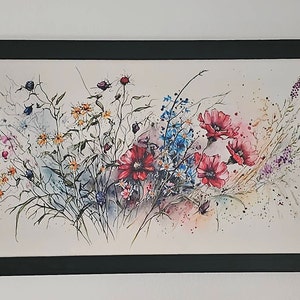 Beautiful Wildflowers, Wild Flower Art, Watercolor Floral Framed Canvas ...