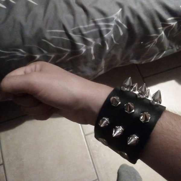 3 Row Spike Emo Goth Alt Wristband Snap Button Bracelet - Etsy