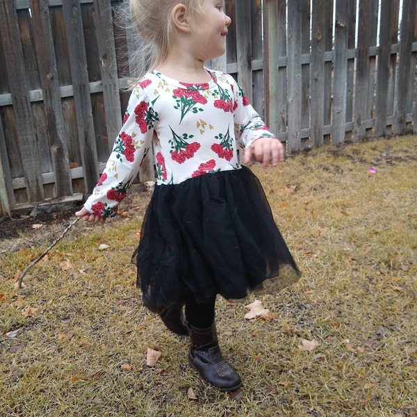 Girls Red Rose Floral Dress Baby Girls Dress Rose Birthday Dress Red ...