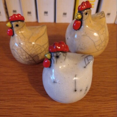 Handmade Ceramic Raku Chickens - Etsy