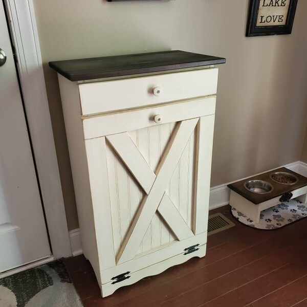 Amish Handmade Tilt-out Trash Can | Rustic Barn Door Cabinet, 50 Qt - Etsy