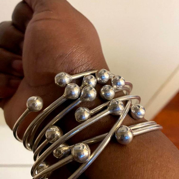 Thick West Indian Bangles, Set of 9 Bangles, 10mm Ball Silver Bangles ...