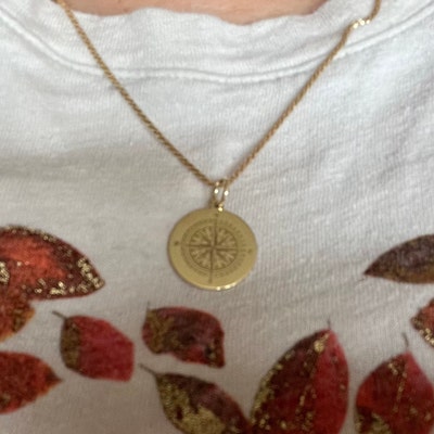 14K Solid Gold Compass Necklace, Compass Jewelry, Compass Gift, Compass ...