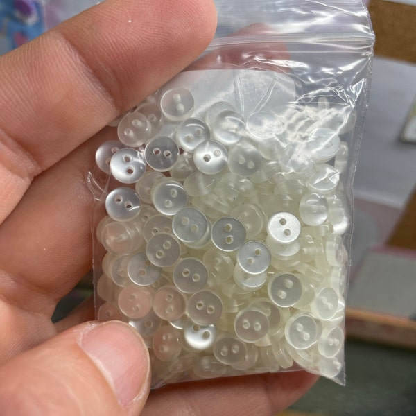 6mm Semi Transparent White Mini Round Plastic Button 2 Hole Resin ...