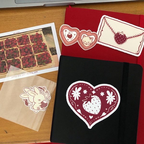 Strawberry Buddy Vinyl Sticker | Waterproof, Cute Stickers, Laptop ...