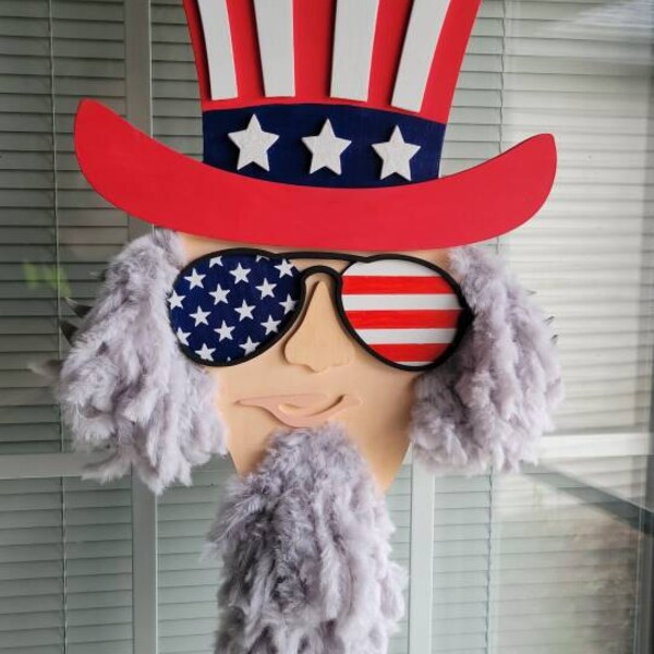 Rag Tie Uncle Sam | Uncle Sam Door Hanger | USA Decor | July 4th ...
