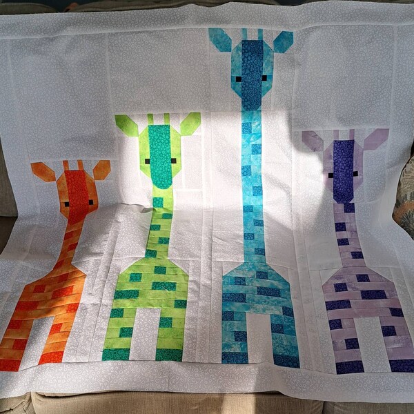Giraffes in a Row Quilt Pattern, PDF Instant Download Modern Patchwork Baby Lap Size African ...