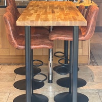 Single One Box Section Leg Retro Industrial Steel Metal Dining Table ...