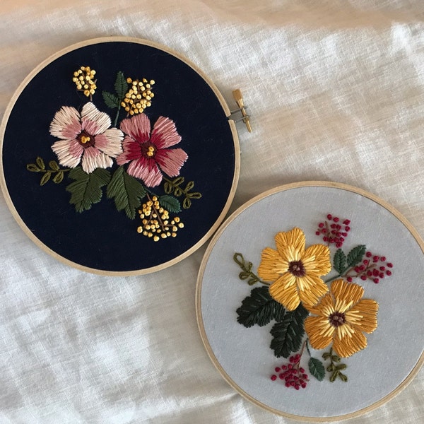 Yellow Flower Embroidery Pattern. Beginner Embroidery Pattern. PDF ...