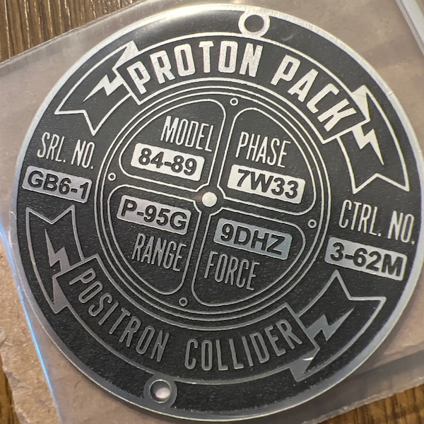 Custom GHOSTBUSTERS PROTON PACK Specifications Data Plate Serial ...