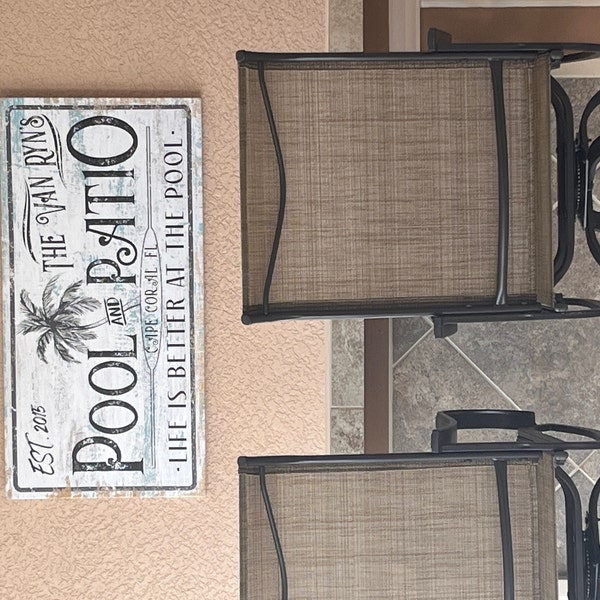 Personalized Pool & Patio Sign, Pool Sign, Swimming Pool Decor, Outdoor ...