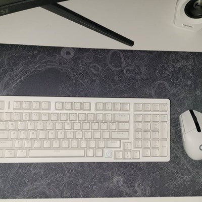 Moon Topographic Map Desk Mat, Large Gaming Mousepad, Black Desk Pad ...