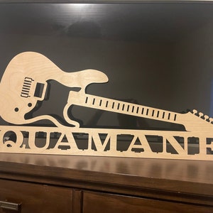 Guitar Name Sign, Nursery Decor, Personalized Wood Sign, Music Gift ...