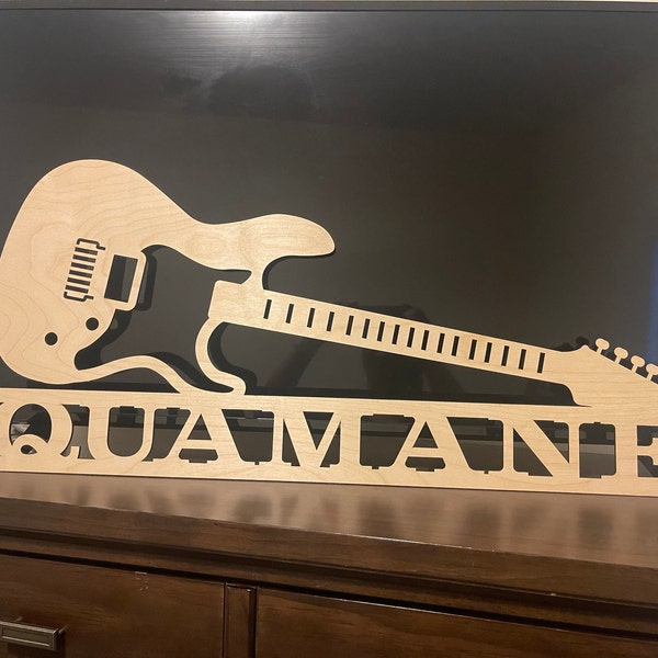 Guitar Name Sign, Nursery Decor, Personalized Wood Sign, Music Gift ...