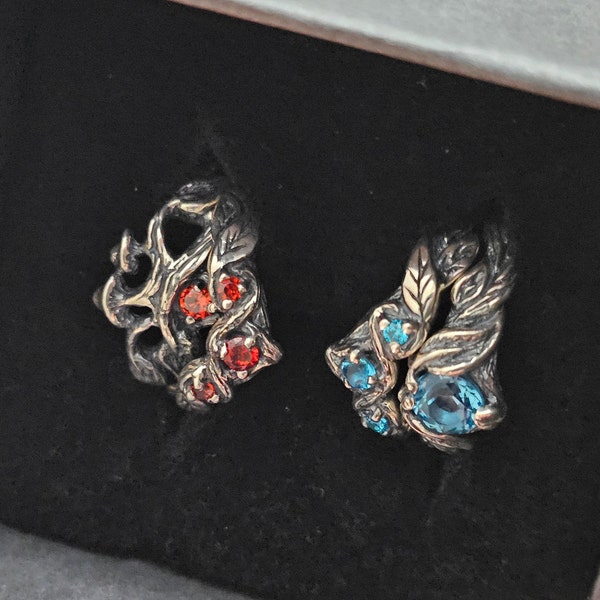 Forest Nature Celtic Wedding Ring Set for Woman Nature Inspired, Dainty ...