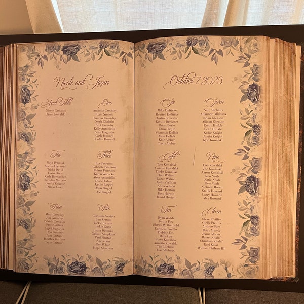 Book Seating Chart With Blue Flowers for a Fairytale Wedding, Storybook ...