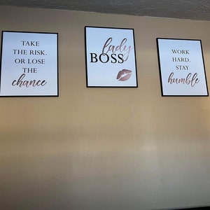 Lady Boss Sign,office Wall Decor,work Hard Stay Humble,office Prints ...