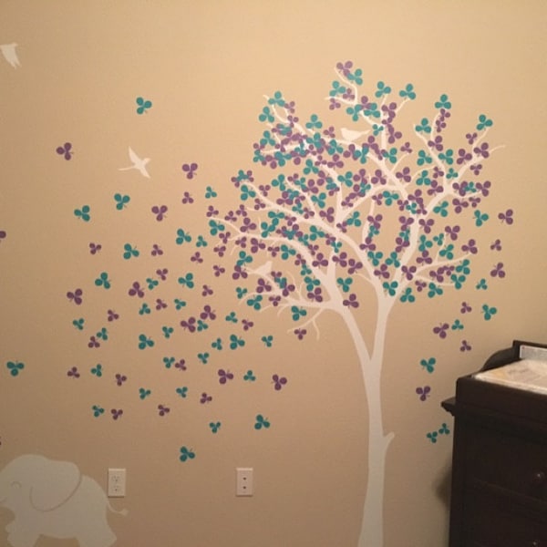 Nursery Tree Wall Decals Kids Room Tree Wall Sticker Elephant Decor ...