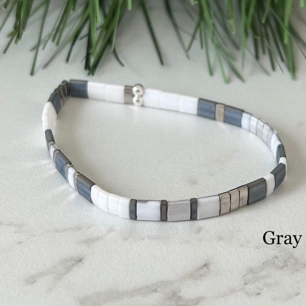 Stackable Beaded Bracelets Glass Tile Bracelets 24k Gold Turquoise ...