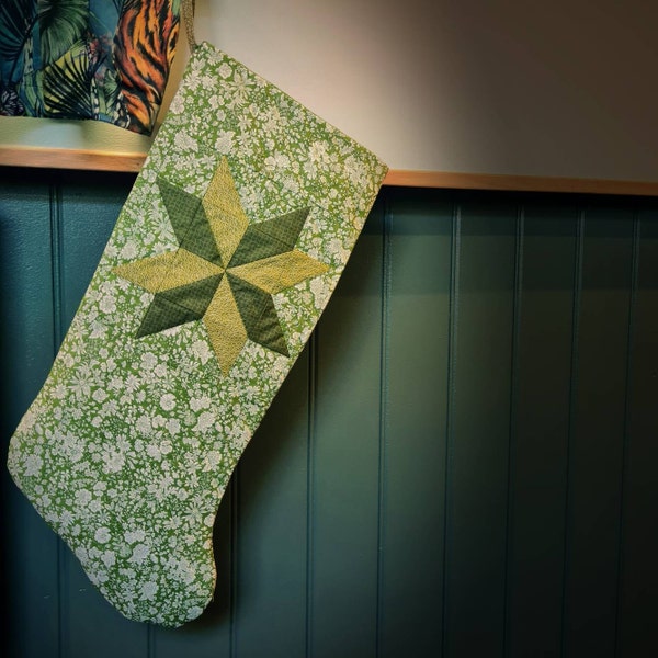 Quilted Star Christmas Stocking PDF Pattern: Beginner Sewing (instant ...