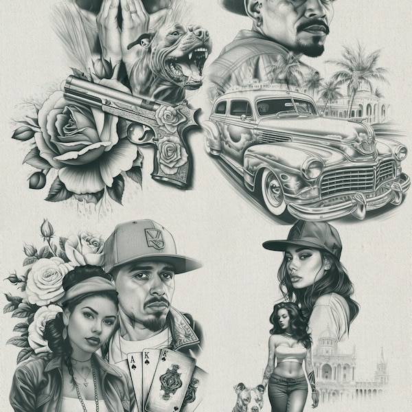 100+ Chicano Women Procreate Stamps, Chicano Art Brushes for Procreate ...