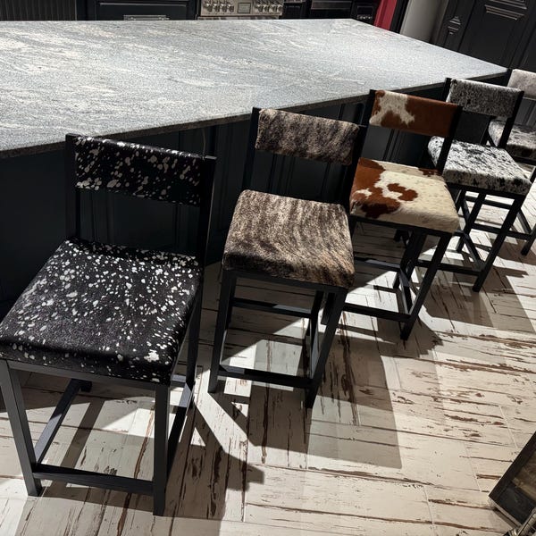 Cowhide Bar Stool | Cowhide Counter Stool With Backs (priced per Stool ...
