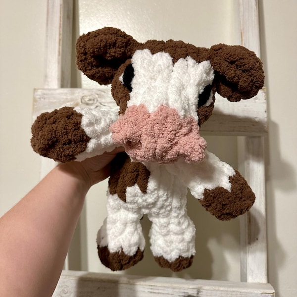 MINI CLARA COW / Full Video Tutorial / Hand Knit Cow Snuggler / Hand ...