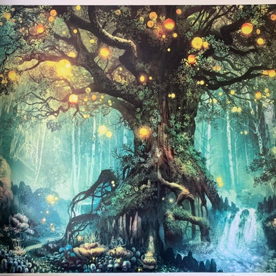 Fireflies on a Fantastic Tree Wall Mural Fantasy Tree Peel and Stick ...