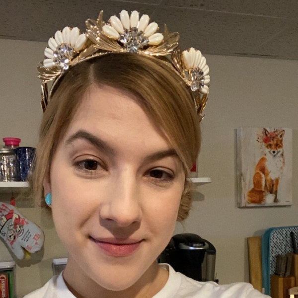 Pearl Wedding Crown, Gold Wedding Crown, Pearl Bridal Tiara, Pearl ...