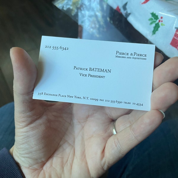 American Psycho - Patrick Bateman Business Card Replicas / Movie Prop ...