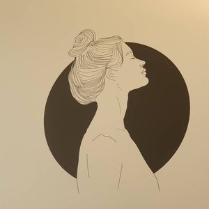 NEGATIVE SPACE Line Drawing Girl Woman Modern Art Removable - Etsy