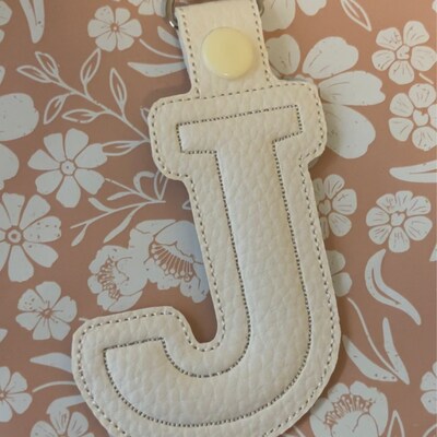 Puffy Puff Relief 3D Key Fob Snap Tab Monogram A-Z and Numbers 0-9 in ...