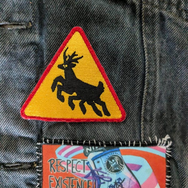 Cryptid Deer Warning Embroidered Patch | Paranormal - Scp - Patches ...