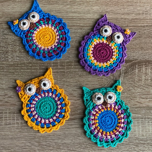 Crochet Owl Coaster Pattern: Applique PDF (digital Download) - Pattern ...