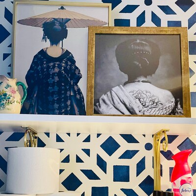 Geisha Wall Art Boho Chic Decor Downloadable Prints Kimono Art Blue and ...