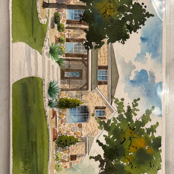 Custom House Hand Painting Home Portrait Classic Drawing Sketch Art ...