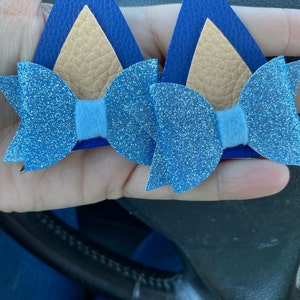 Blue Ear Hair Clips Hair Clip Ears Blue Dog Ears Chunky Glitter Bow ...