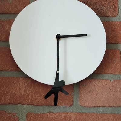 Unique Minimalist Wall Clock White & Black With Hanging Man Wall ...