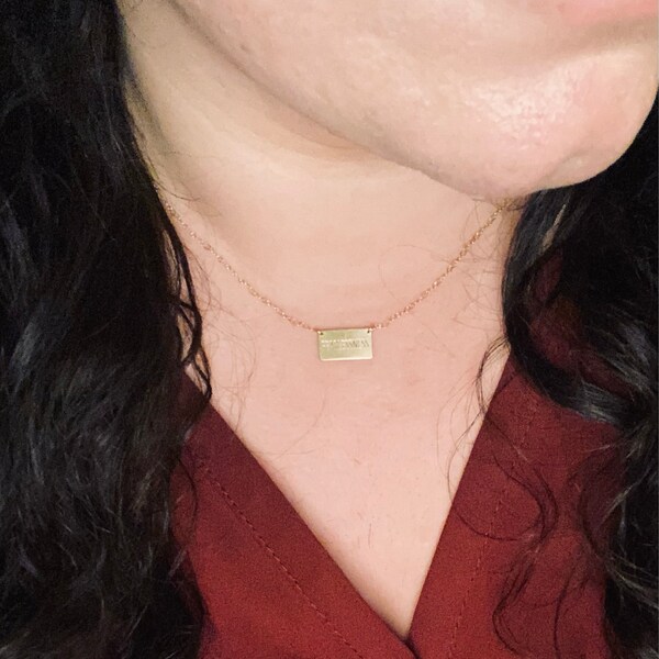 14K Solid Gold FEARLESS Necklace • Personalized Affirmation Tag Pendant ...