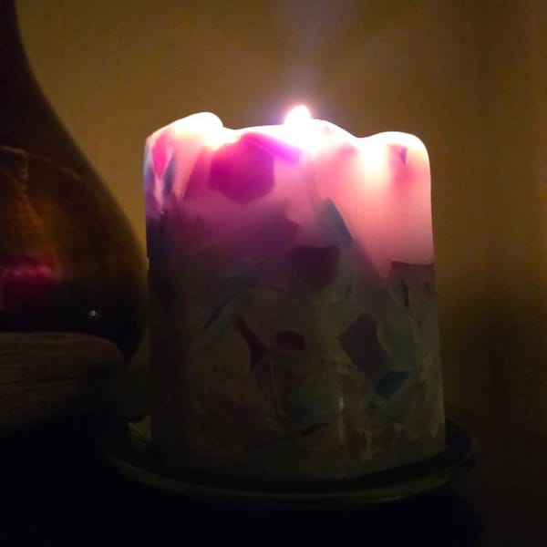 Peppermint Chunk Candle - Christmas Pillar Candle - Paraffin Wax Candle ...