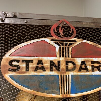 Rusty Patina Shell Gas Station Garage Sign Large Wall Petroleum Art ...