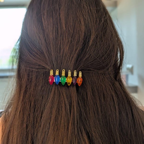 Colorful Christmas Holiday Light Hair Clip Barrette, Ugly Sweater Party ...