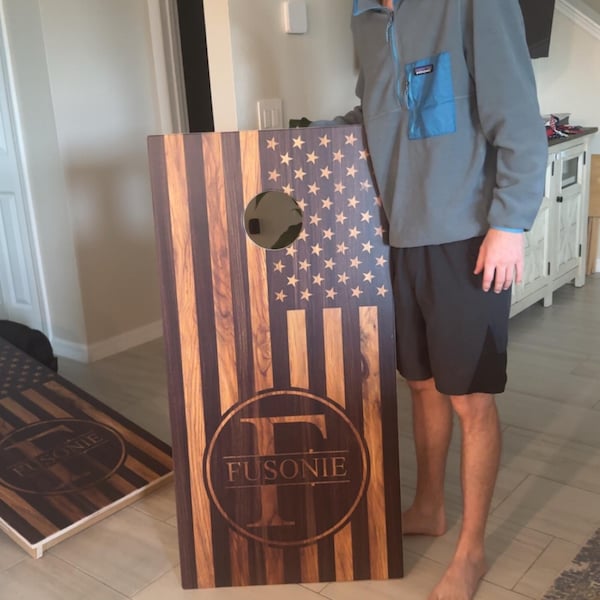 Custom Cornhole Board Set | Monogram Cornhole Boards | Personalized Bag ...
