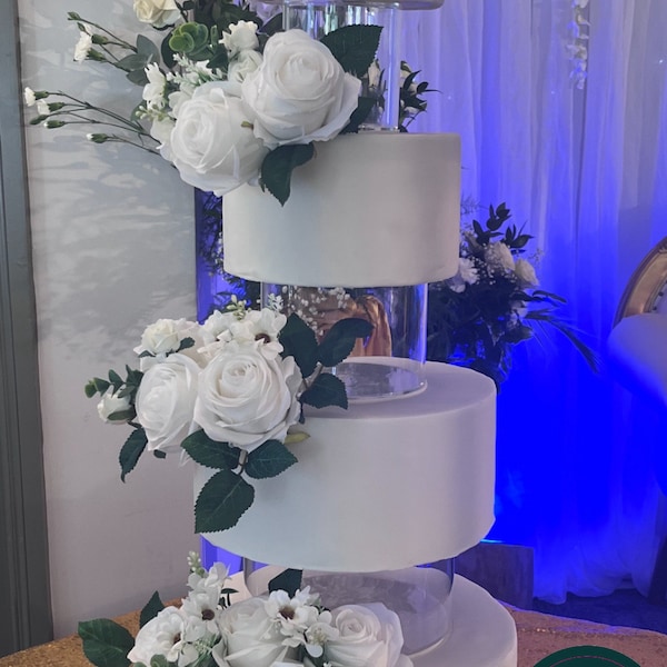 ROUND Cake Stand - Acrylic Clear Cake Tier - Fillable Cake Stand Riser ...